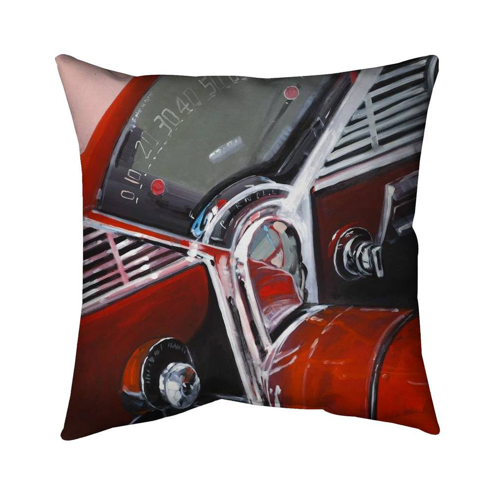 Begin Edition International Inc. Vintage red car dashboard - 16"x16" Outdoors Throw pillow ...